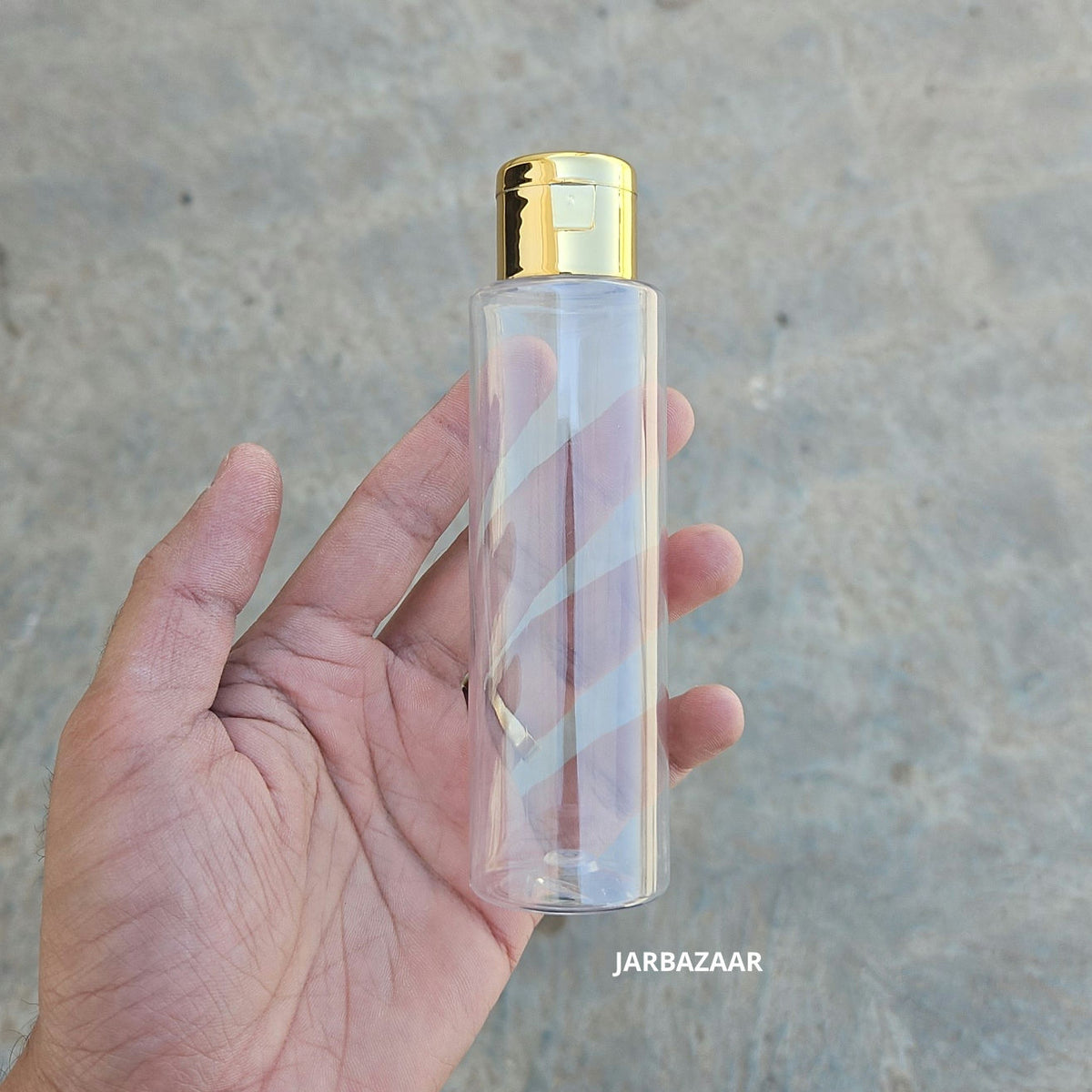 100 ML Sleek Transparent Pet Bottle (With Golden Fliptop Caps) – JarBazaar