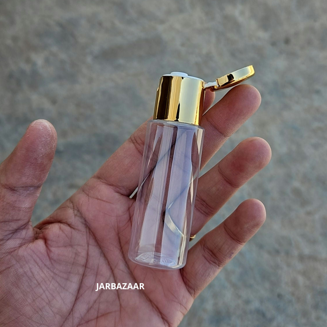 30 ML Transparent Pet Bottle (With Golden Fliptop Caps) – JarBazaar