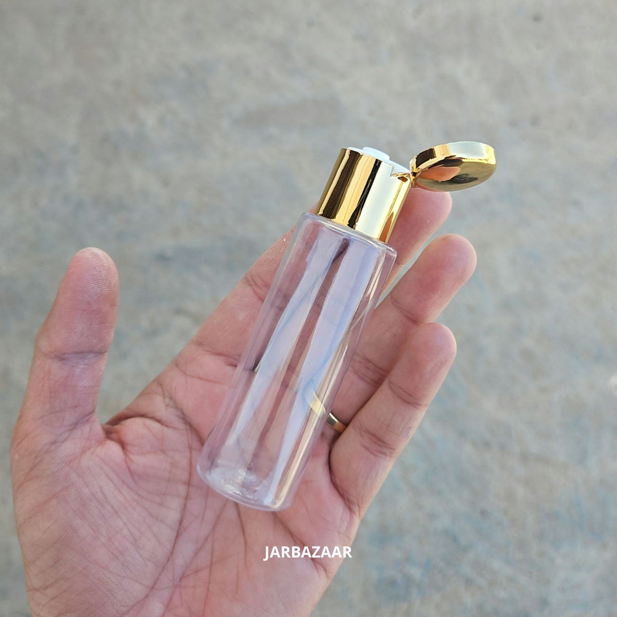 50 ML GLI Transparent Pet Bottle (With Golden Fliptop Caps) – JarBazaar