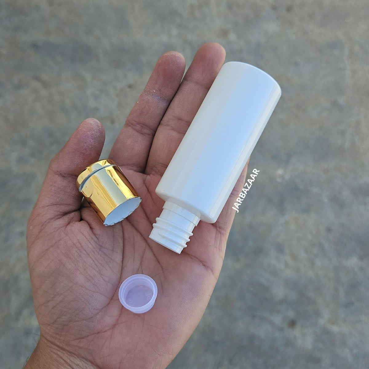 50 ML GLI White Pet Bottle (With Golden Fliptop Caps) – JarBazaar