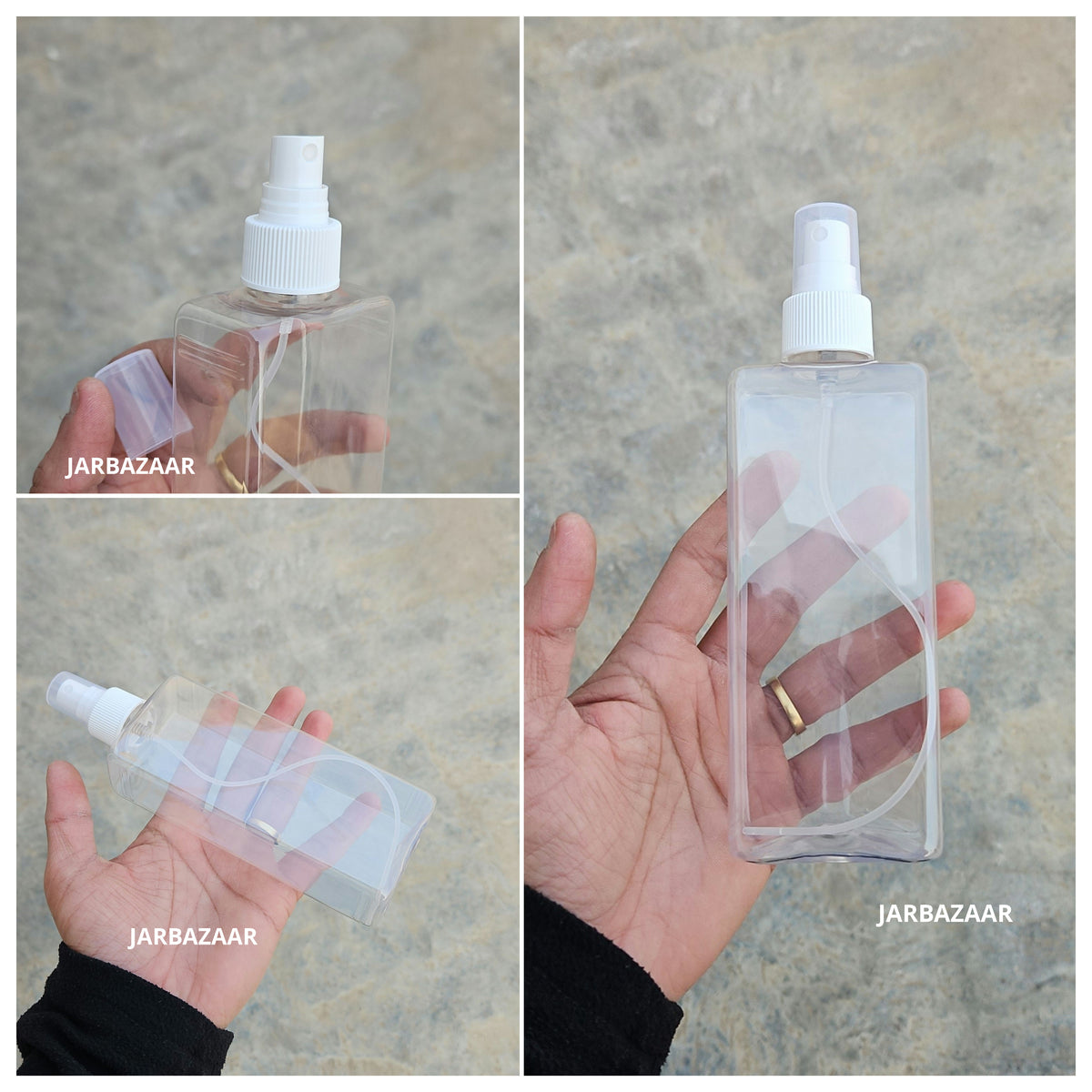 250 ML Rectangle Transparent Pet Spray Bottle – JarBazaar