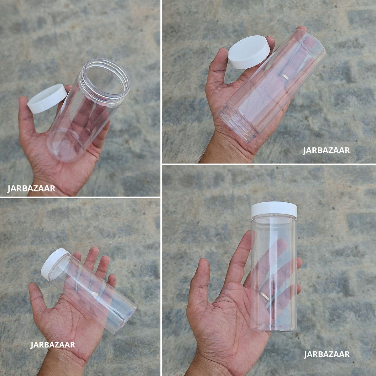 300 ML Long Pet Jar (With Plastic Caps) – JarBazaar