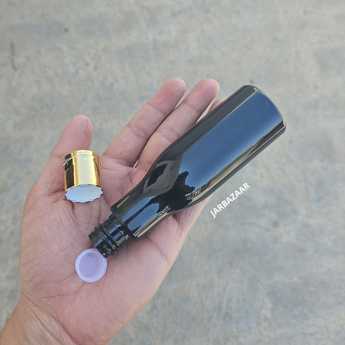100 ML Asta Black Pet Bottle (With Golden Fliptop Caps) – JarBazaar