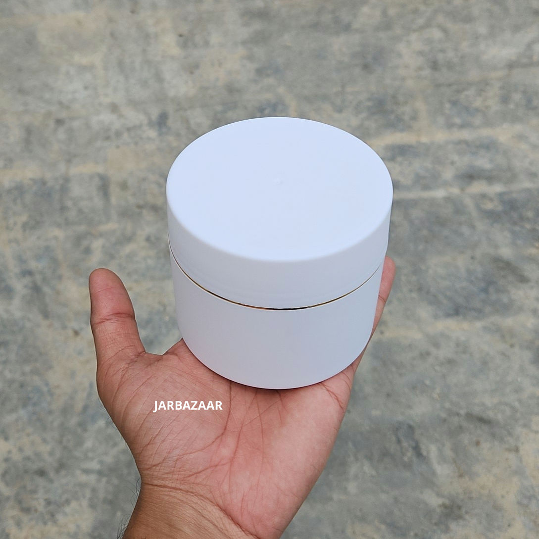 200 Gram Double Wall White Royal Jar (With Golden Lining) – JarBazaar
